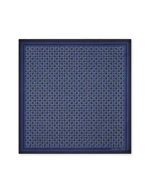 GRESHAM BLAKE Geometric Silk Pocket Square - Blue