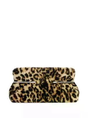 Givenchy Pinch Soft Clutch In Leopard Shearling-effect