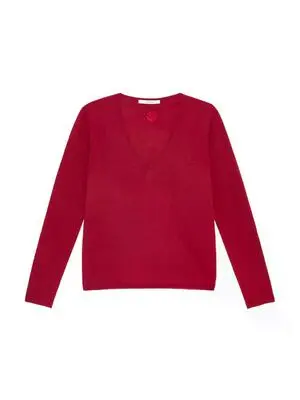 Malìparmi Rose-embroidered V-neck Sweater