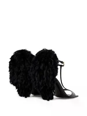 Givenchy Pompom Heeled Sandals In Patent Leather And Knit - Black