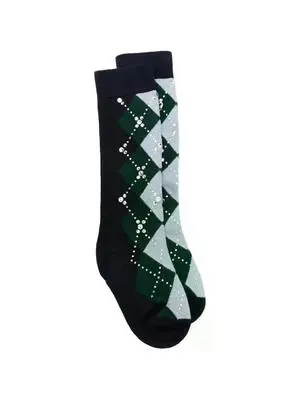 Maje Argyle Crystal-embellished Socks - Blue