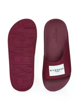 Givenchy Label Slide Mules In Rubber - Red
