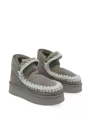 Mou Crochet-trim Sheepskin Platform Snow Boots