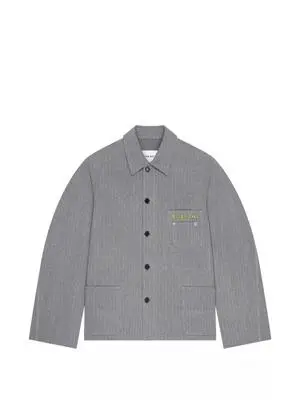Givenchy Jacket In Herringbone Denim Embroidered Paris - Grey