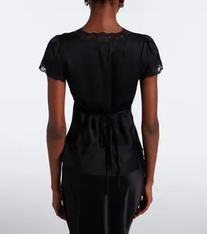 Rixo Karia Lace-trimmed Satin Top