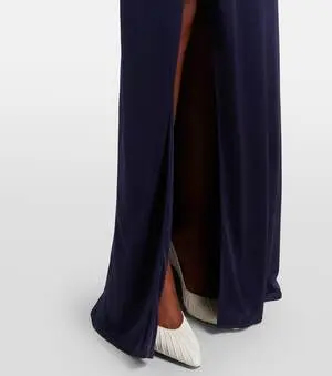 Versace Medusa Draped Ruched Jersey Gown