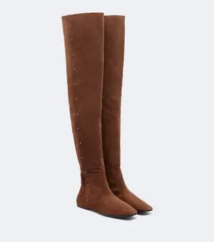 Max Mara Studded Suede Over-the-knee Boots - Brown