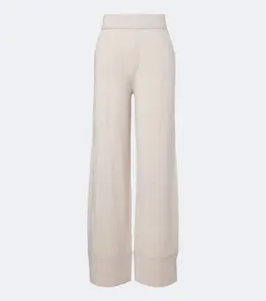 Jardin Des Orangers Wool And Cashmere Wide-leg Pants - Beige