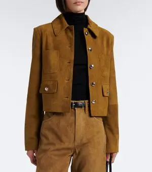 Altuzarra Astley Cropped Suede Jacket - Brown