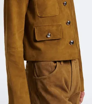 Altuzarra Astley Cropped Suede Jacket - Brown