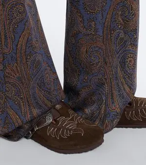 Etro X Birkenstock Boston Embroidered Suede Clogs