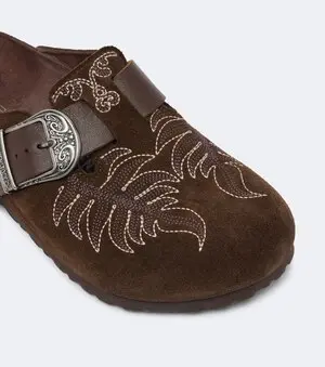 Etro X Birkenstock Boston Embroidered Suede Clogs