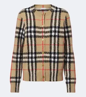 Burberry Check Cashmere Cardigan - Beige