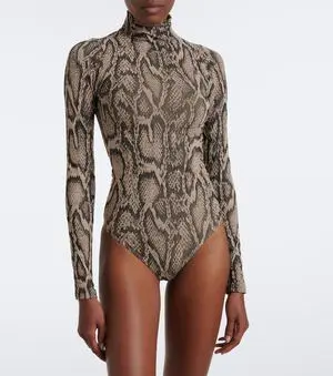 Wolford Snake-print Jacquard Bodysuit