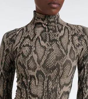 Wolford Snake-print Jacquard Bodysuit