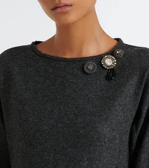 Max Mara Embellished Melange Maxi Dress