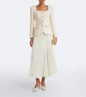 SELF-PORTRAIT Belted Boucle Blazer Dress
