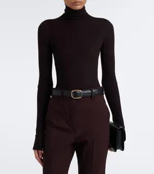 Sportmax Ribbed-knit Virgin Wool Turtleneck Sweater