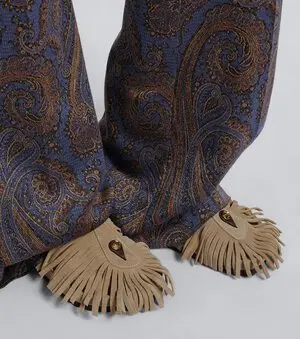 Etro X Birkenstock Gizeh Fringed Suede Sandals