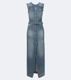 Dries Van Noten Denim Faded Maxi Dress - Blue