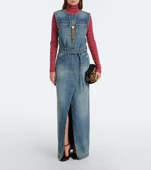 Dries Van Noten Denim Faded Maxi Dress
