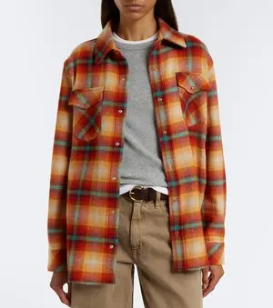 GOD'S TRUE CASHMERE Red Sun Shadow Plaid Cashmere Shirt