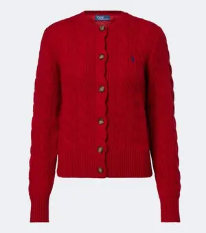 Polo Ralph Lauren Cable-knit Wool And Cashmere Cardigan - Red
