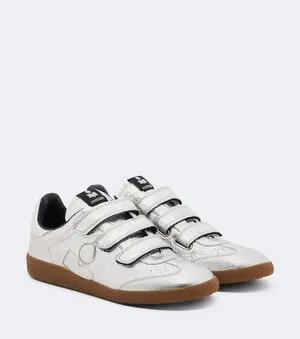 Isabel Marant Étoile Beth Metallic Leather Sneakers - Silver