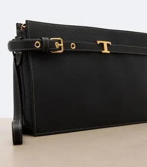 TOD'S T Signature Small Leather Clutch