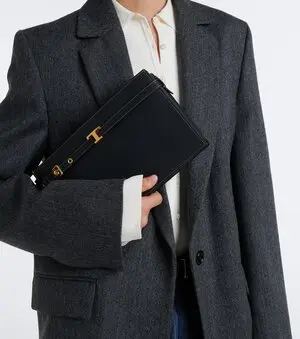 TOD'S T Signature Small Leather Clutch