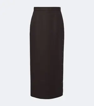 Max Mara Virgin Wool Maxi Skirt - Brown