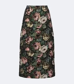 Dries Van Noten Floral Jacquard Midi Skirt - Multicoloured