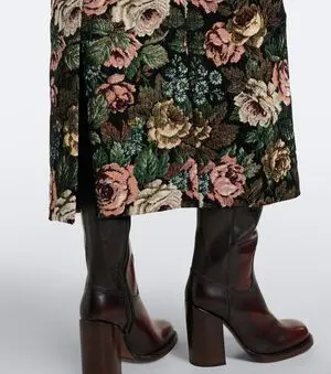 Dries Van Noten Floral Jacquard Midi Skirt
