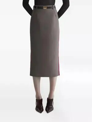 MUGLER Bi-color Midi Pencil Skirt - Grey