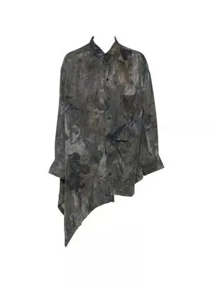 ZIGGY CHEN Abstract-print Asymmetric Shirt - Grey