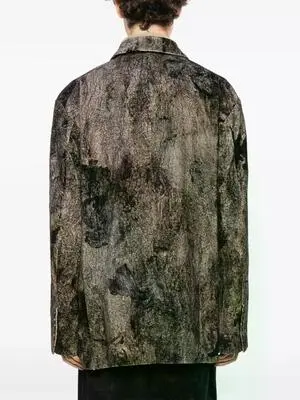ZIGGY CHEN Crinkled-finish Double-breasted Jacket - Brown