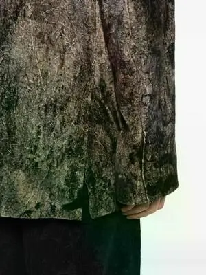 ZIGGY CHEN Crinkled-finish Double-breasted Jacket - Brown