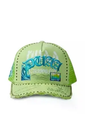 DUAA Studded Distressed-brim Cap - Green