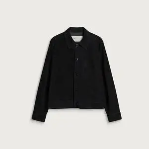 AMI Paris Suede Jacket With Embossed Adc - Black