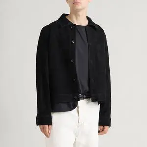 AMI Paris Suede Jacket With Embossed Adc