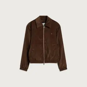 AMI Paris Fine Corduroy Adc Padded Zipped Jacket - Chocolate Brown
