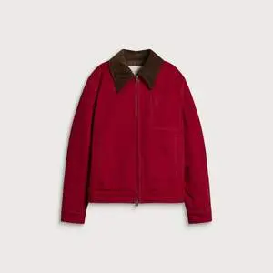 AMI Paris Cotton Twill Zipped Adc Jacket - Ruby Red