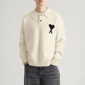 AMI Paris Contrasted Adc Polo - Nut/black