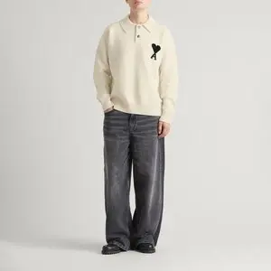 AMI Paris Contrasted Adc Polo - Nut/black