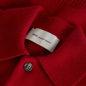 AMI Paris Contrasted Adc Polo - Ruby Red/ Black