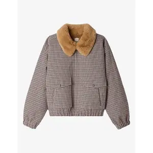 Sandro Checked Contrast-collar Stretch-cotton Jacket