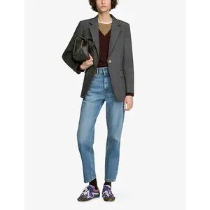 Sandro Checked Lapel-collar Stretch Wool-blend Jacket