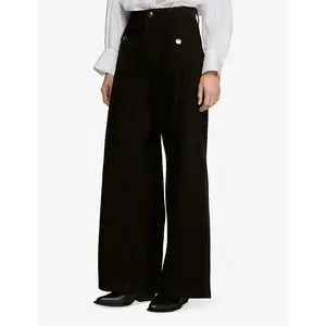 Sandro Straight-leg High-rise Velvet Trousers