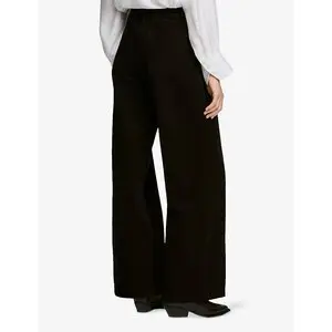 Sandro Straight-leg High-rise Velvet Trousers