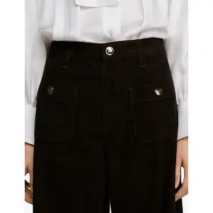 Sandro Straight-leg High-rise Velvet Trousers